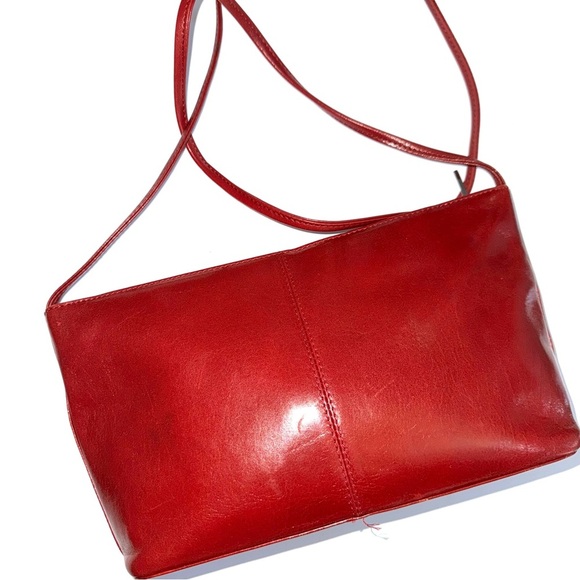 HOBO | Bags | Vintage Hobo International Shiny Red Leather Crossbody ...